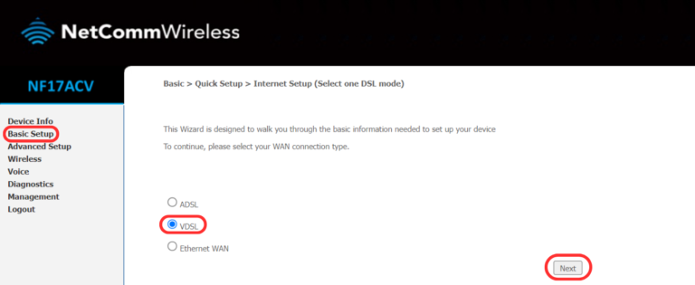 How to setup your NetComm NF17ACV modem for nbn FTTN/FTTB