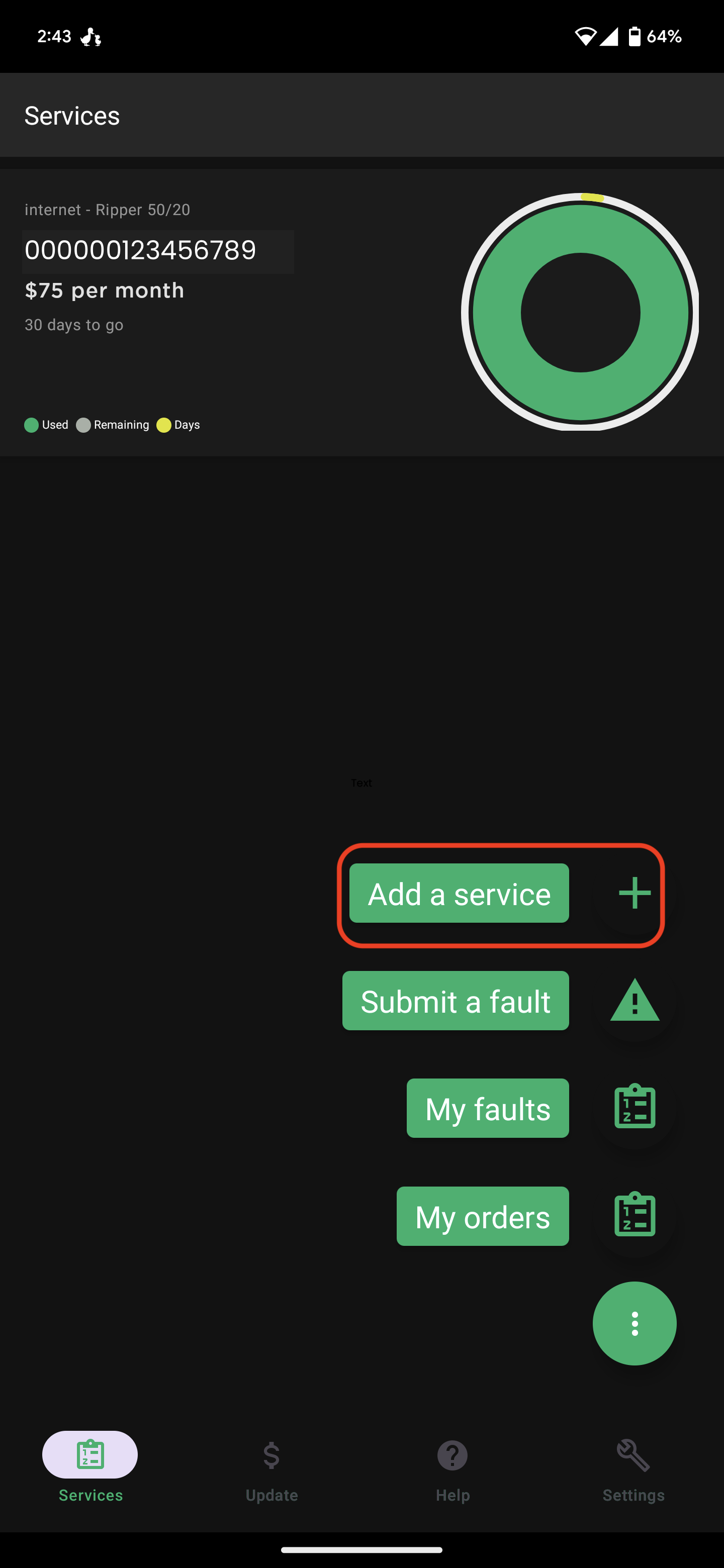 Add a new service – Upgrade to Fibre | MATE